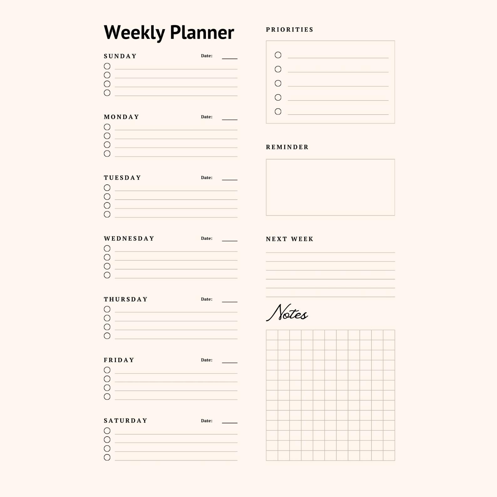 French Weekly Planner | Printable PDF + Canva Editable Template ...