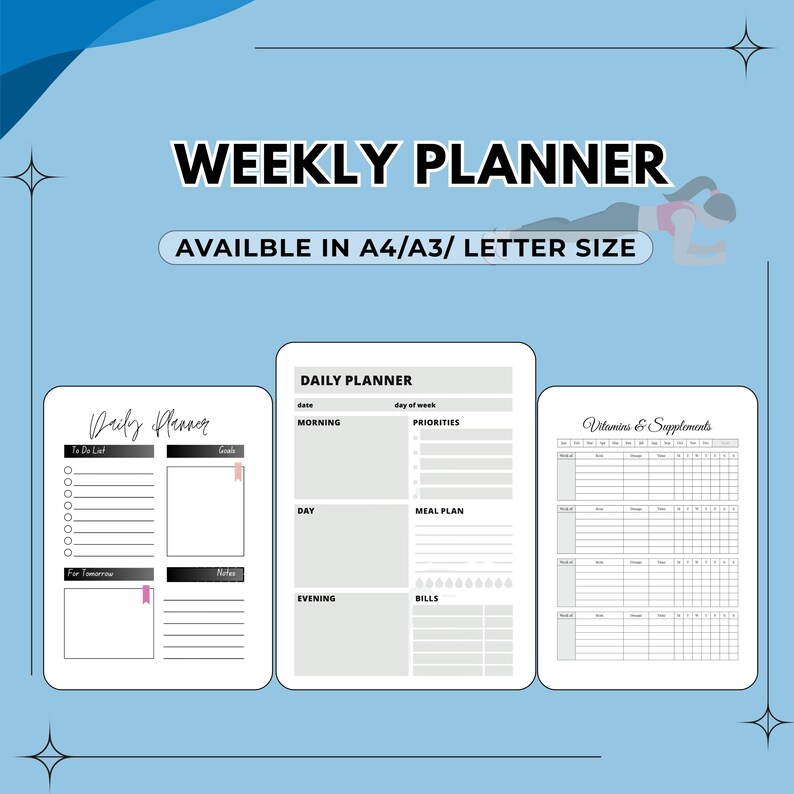 Fitness Log Printable Template, Daily Exercise Tracker, Weekly Workout ...