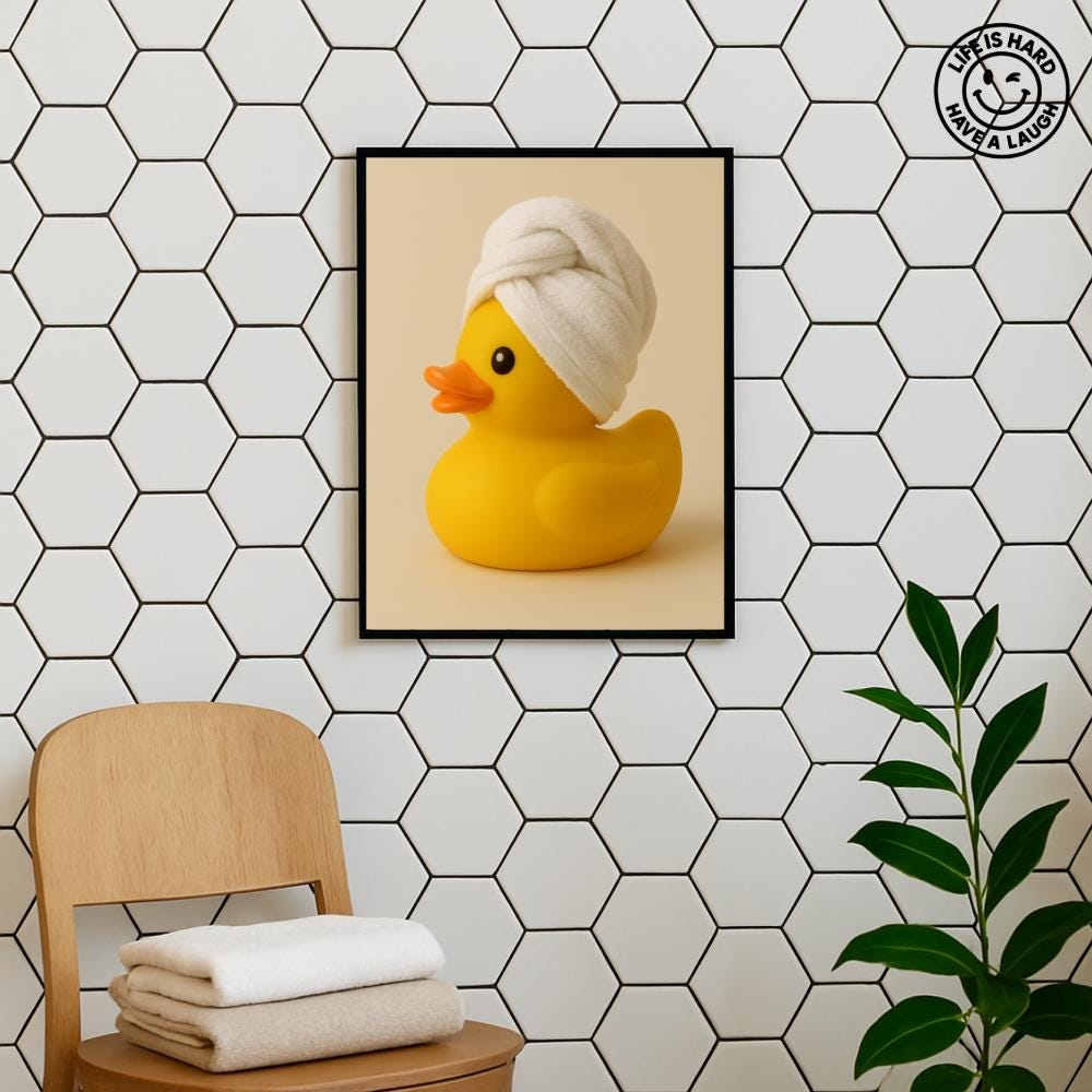 Cute Rubber Duck Wall Art, Funny Bathroom Poster, Yellow Duck Nursery ...