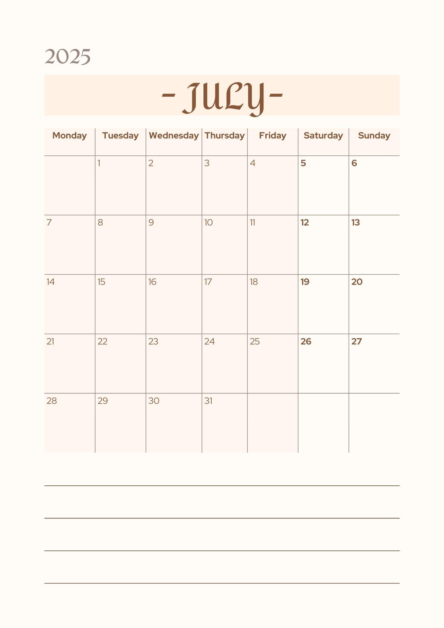 Minimalist Modern 2025 Printable Wall Calendar - Etsy