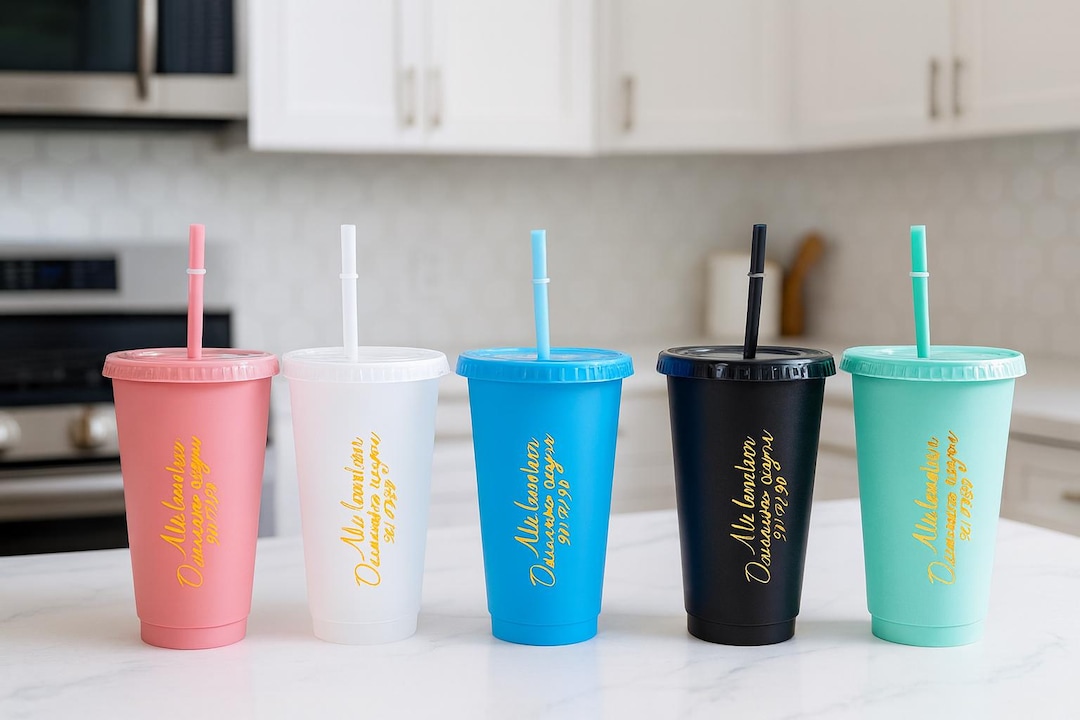 Personalized Cold Cup With Straw, Custom Name 24oz Tumbler, Bridesmaid ...