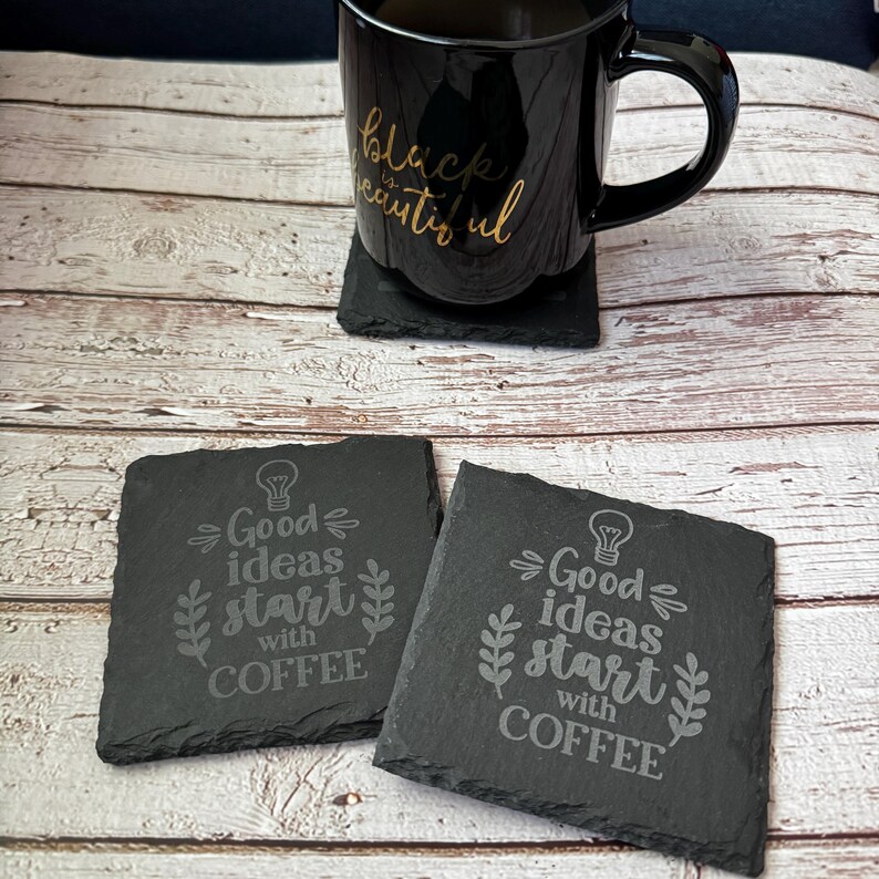 Personalized Engraved Slate Coasters – Custom Stone Coaster Gift for ...