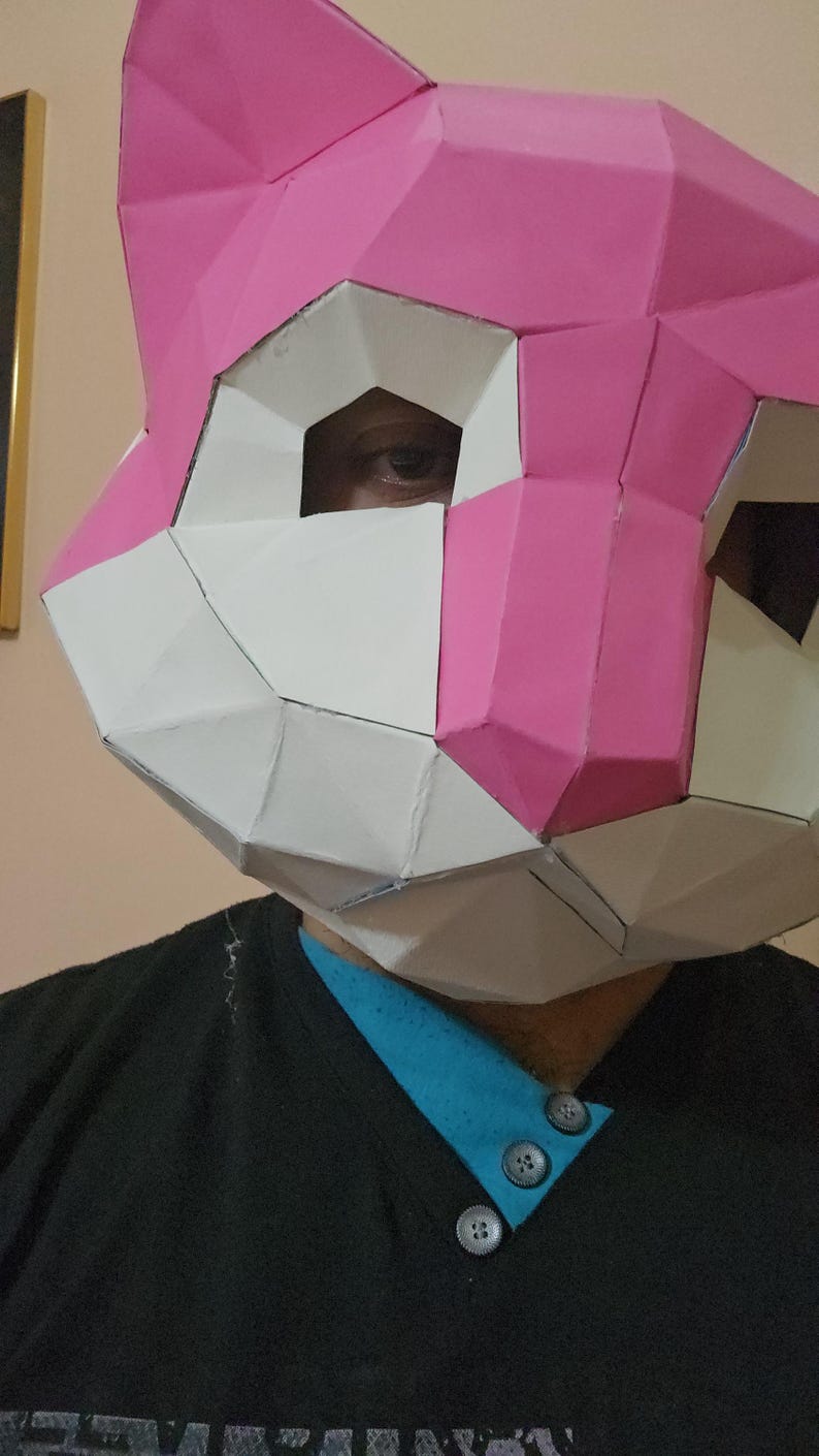 Cat Mask Papercraft Template – PDF Pattern for 3D Low Poly Paper , DIY ...