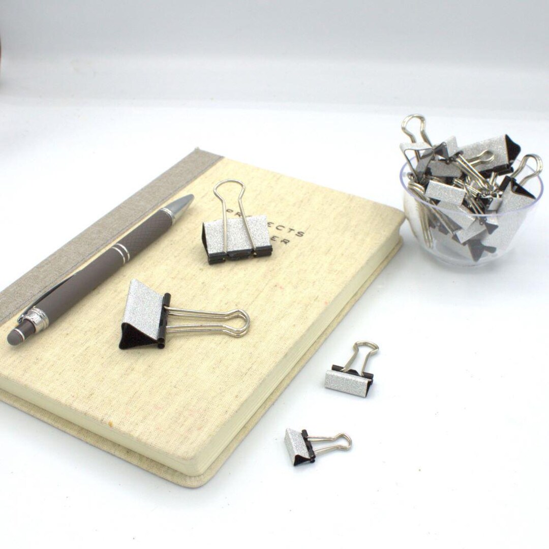 Silver Glitter Binder Clips - Etsy