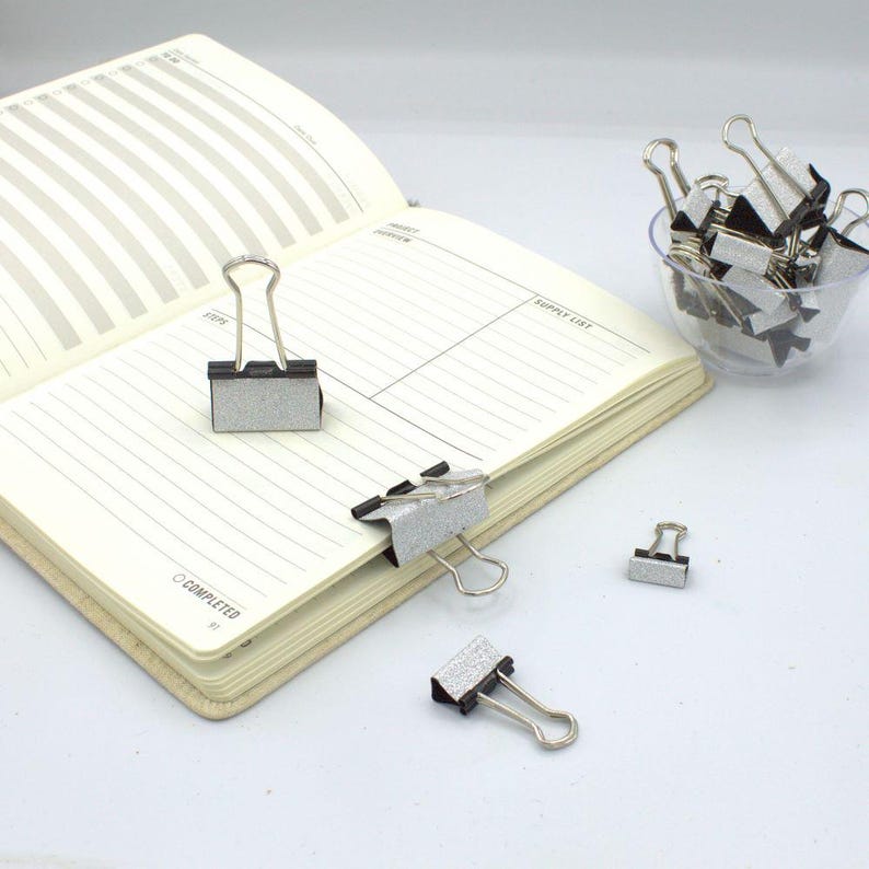 Silver Glitter Binder Clips - Etsy