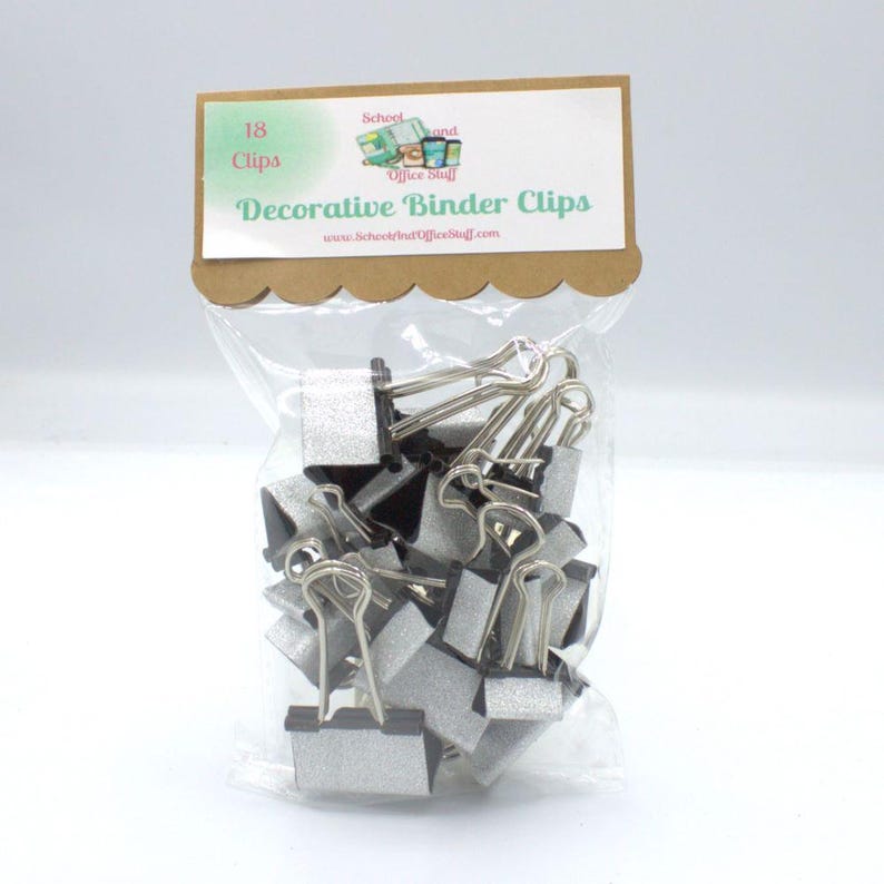 Silver Glitter Binder Clips - Etsy