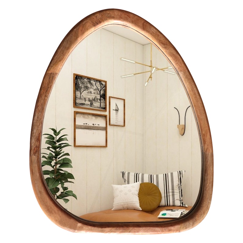 Basley 24x30” Organic Shape Wall Mirror by Nova Living – Handcrafted ...