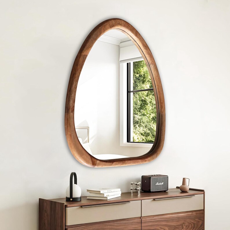 Basley 24x30” Organic Shape Wall Mirror by Nova Living – Handcrafted ...