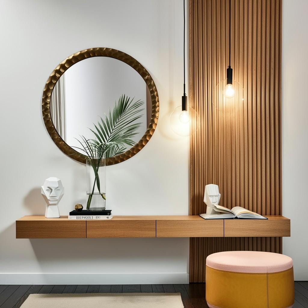 Selene 30x30” Round Mirror by Nova Living – Antique Gold Aluminum Frame ...