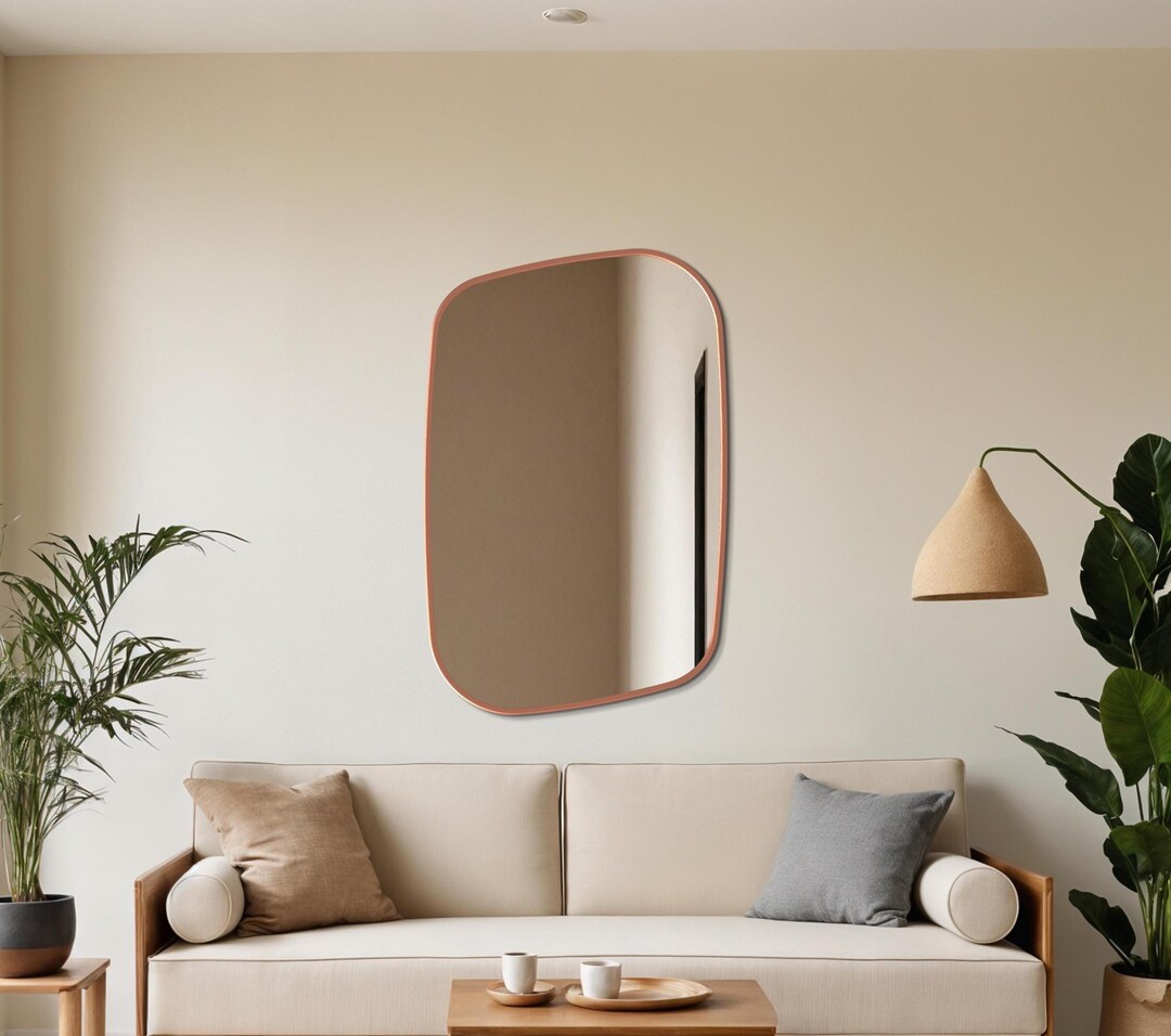 Copper Wall Mirror – Modern Thin Frame Mirror for Japandi Bathroom ...