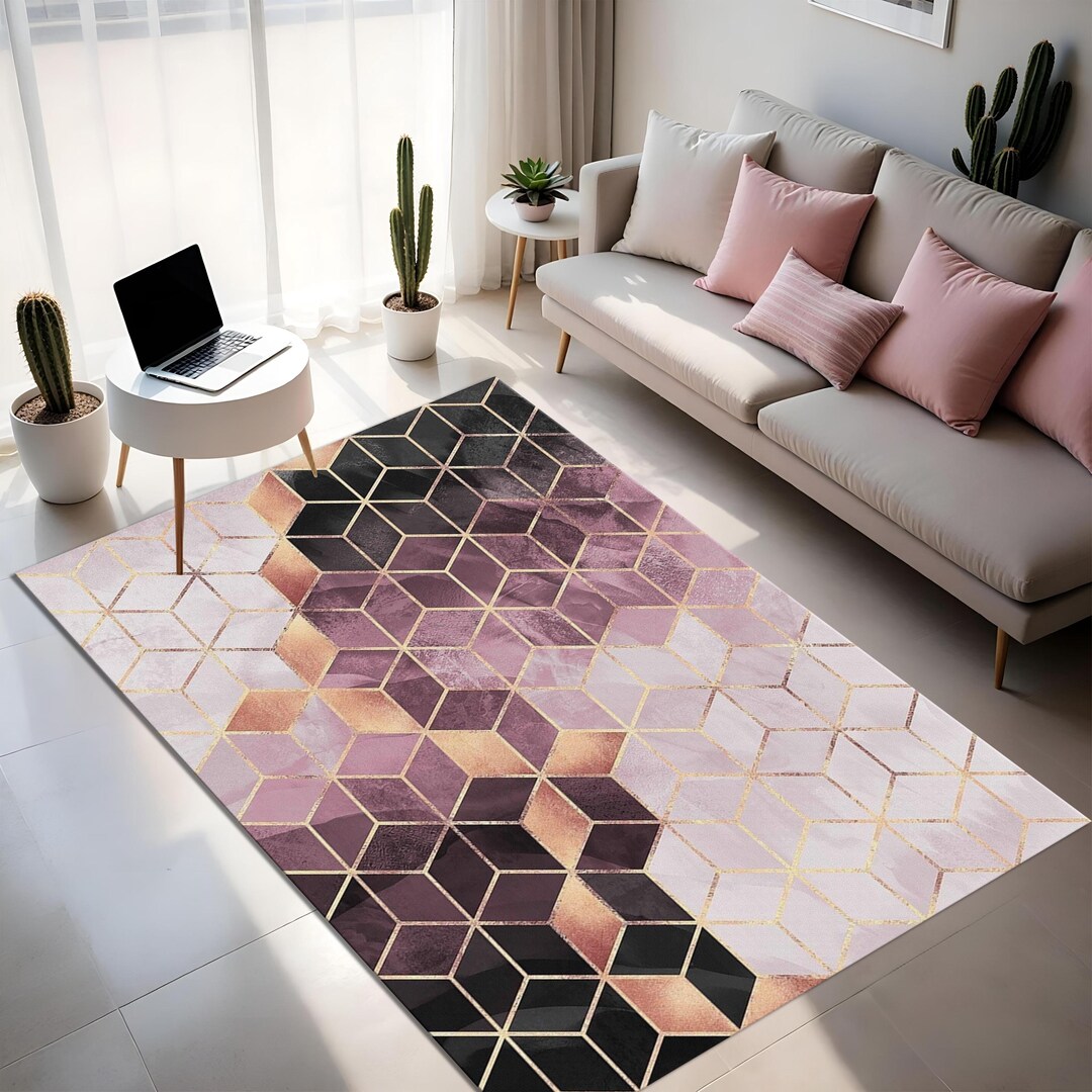 3D Cube Bamboo Carpet: Optical Illusion Geometric Rug - Etsy