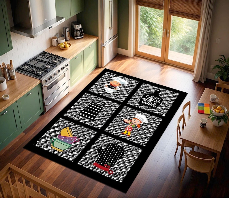 Fun Chef Kitchen Rug: Modern Food Theme Decor - Etsy