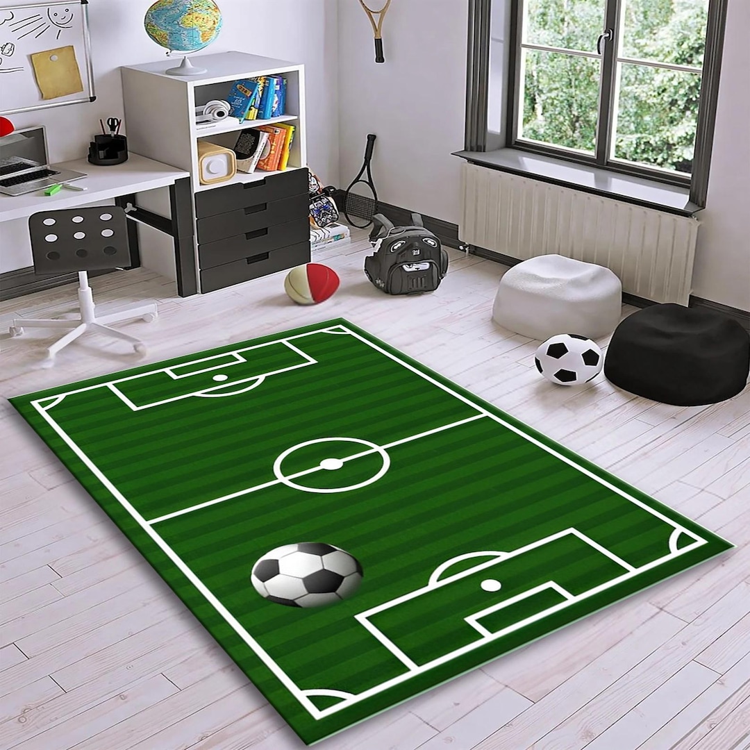 Soccer Field Rug: Modern Patterned Non-slip Playroom Decor - Etsy