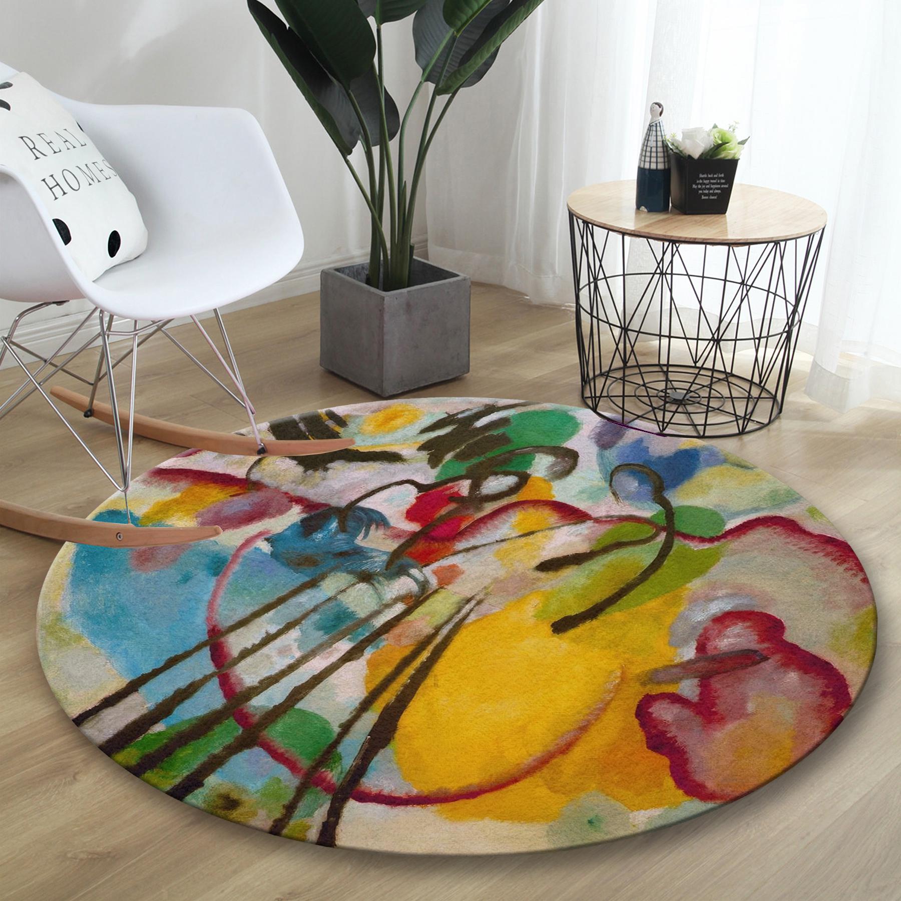 Kandinsky Inspired Abstract Round Rug: Modern Art Decor - Etsy