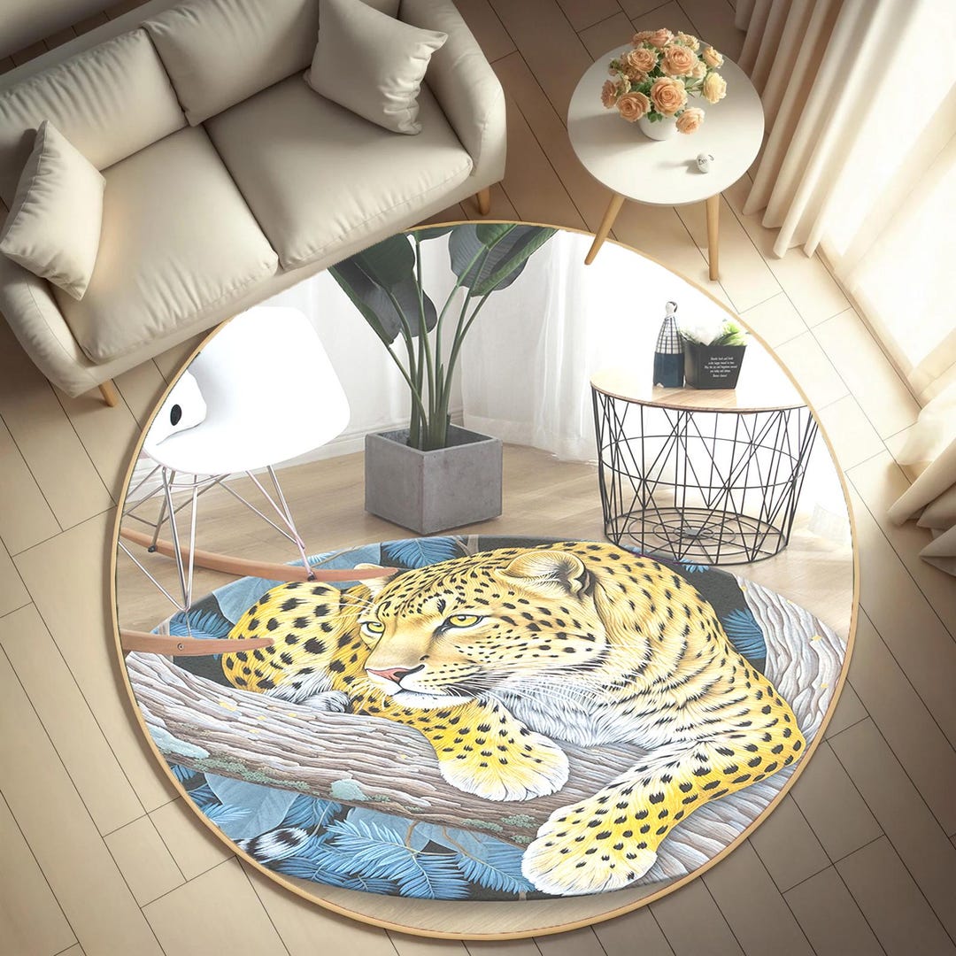 Leopard Print Round Rug: Jungle Safari Home Decor - Etsy