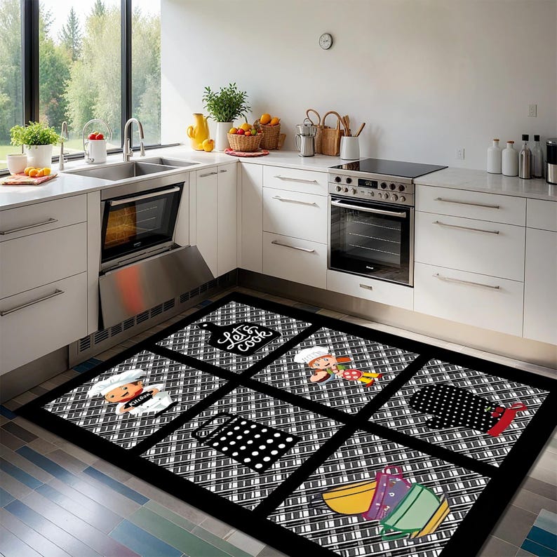Fun Chef Kitchen Rug: Modern Food Theme Decor - Etsy