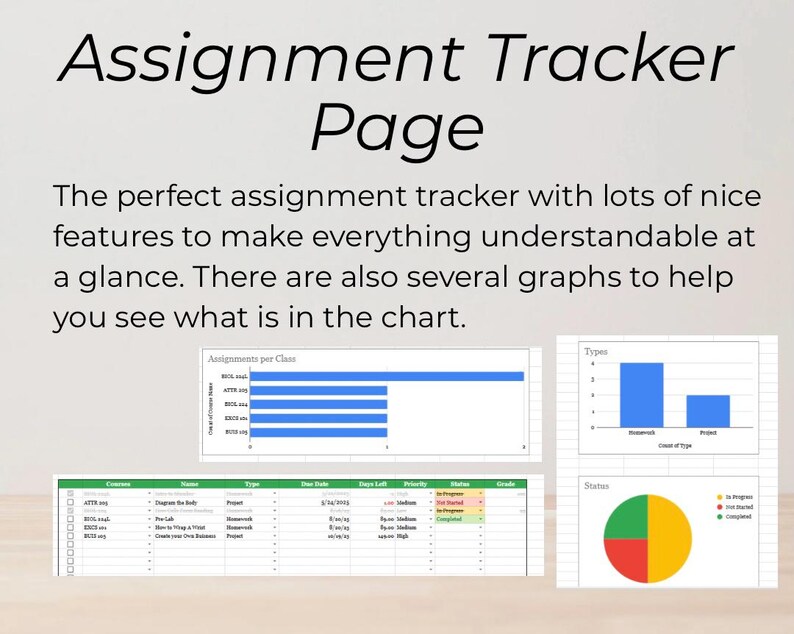Ultimate Student Assignment Tracker Spreadsheet Week Schedule Planner ...