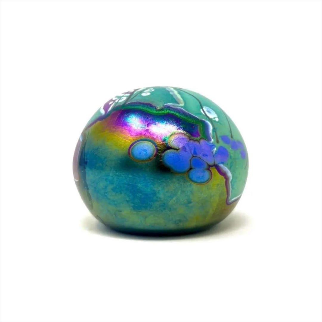 Vintage Iridescent Glass Paperweight, 1988 - Etsy