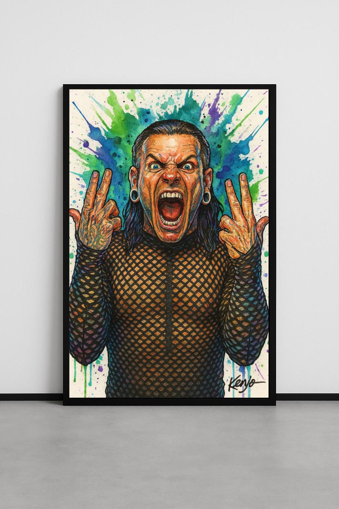 Jeff Hardy Wrestling Canvas | WWE Fan Art Print | Screaming Pose in ...