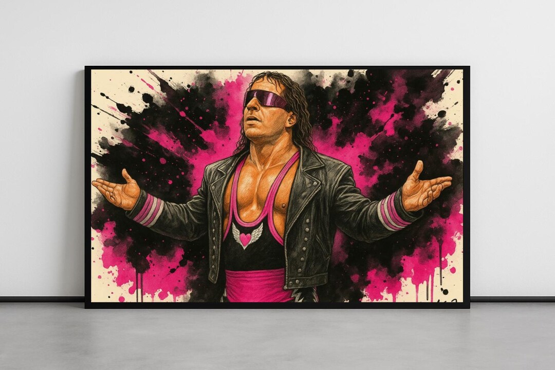Bret Hart Wrestling Canvas | WWE Fan Art Print | the Hitman Hart ...