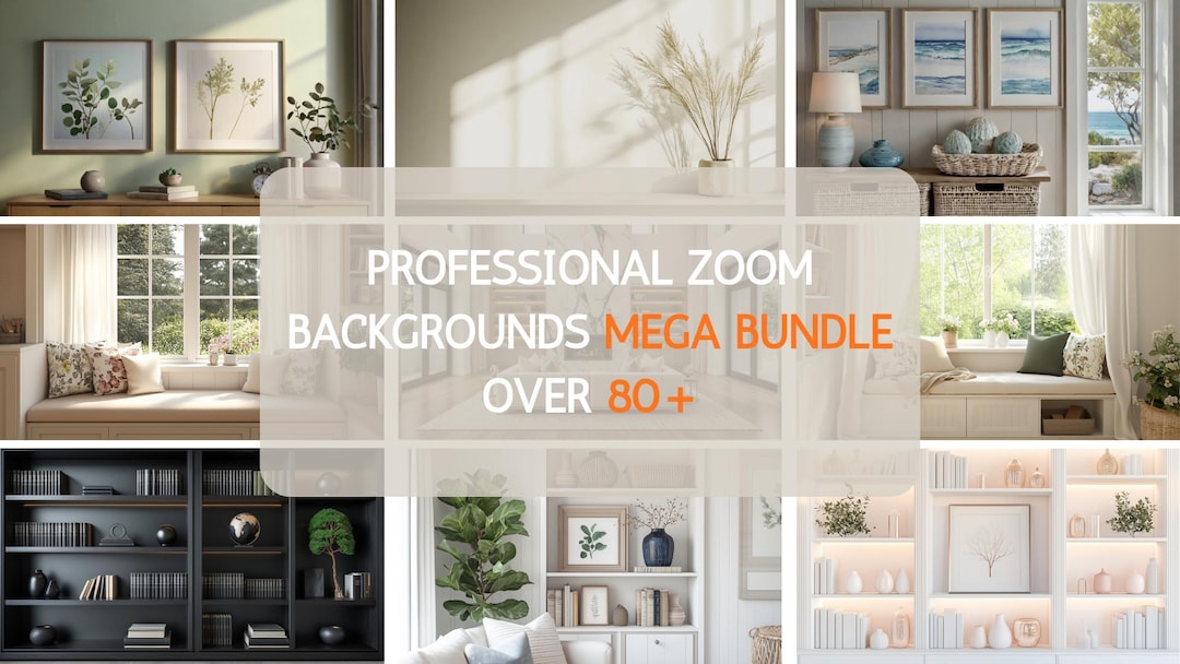 80+ Professional Zoom Background MEGABUNDLE Virtual Office & Bookshelf ...
