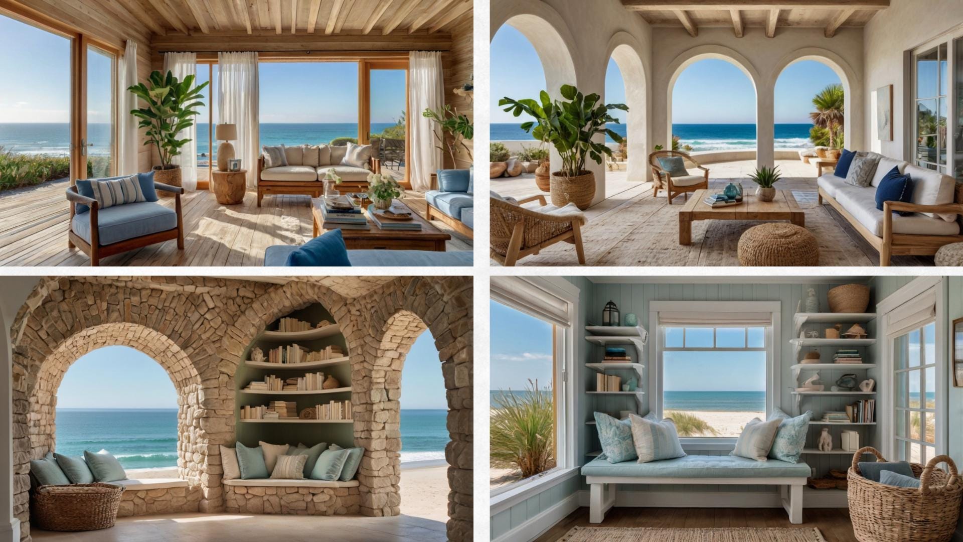 10 Beach House Virtual Zoom Background Coastal Home Office Backdrop ...