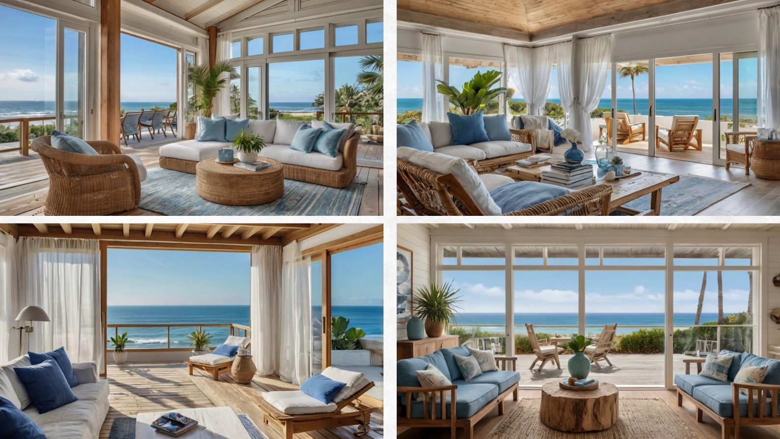 10 Beach House Virtual Zoom Background Coastal Home Office Backdrop ...