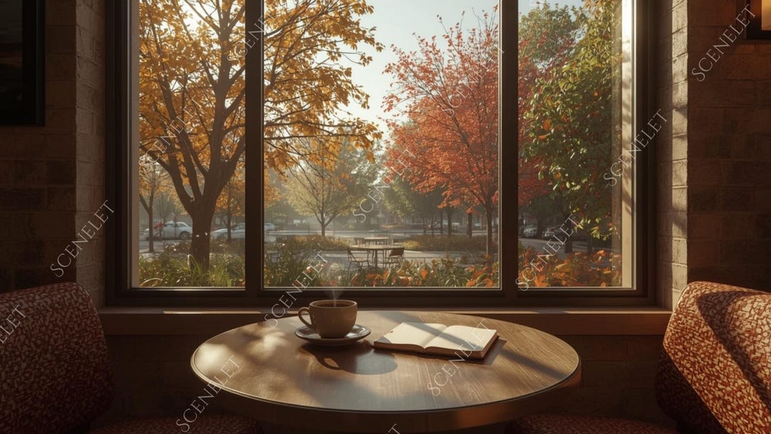Cozy Autumn Cafe Virtual Background | Fall Window for Zoom (JPG) - Etsy