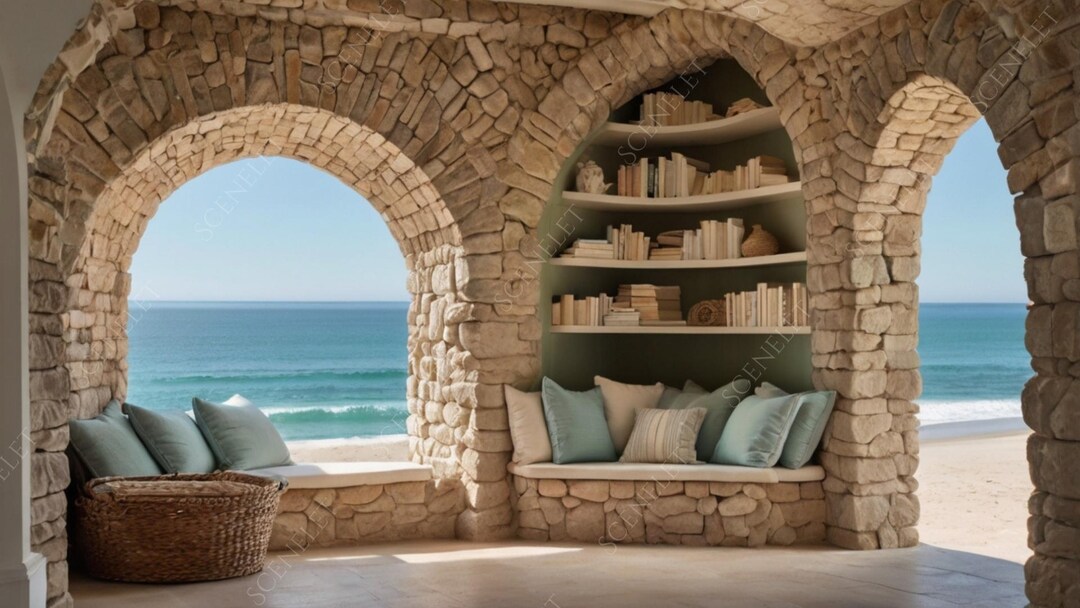 10 Beach House Virtual Zoom Background Coastal Home Office Backdrop ...