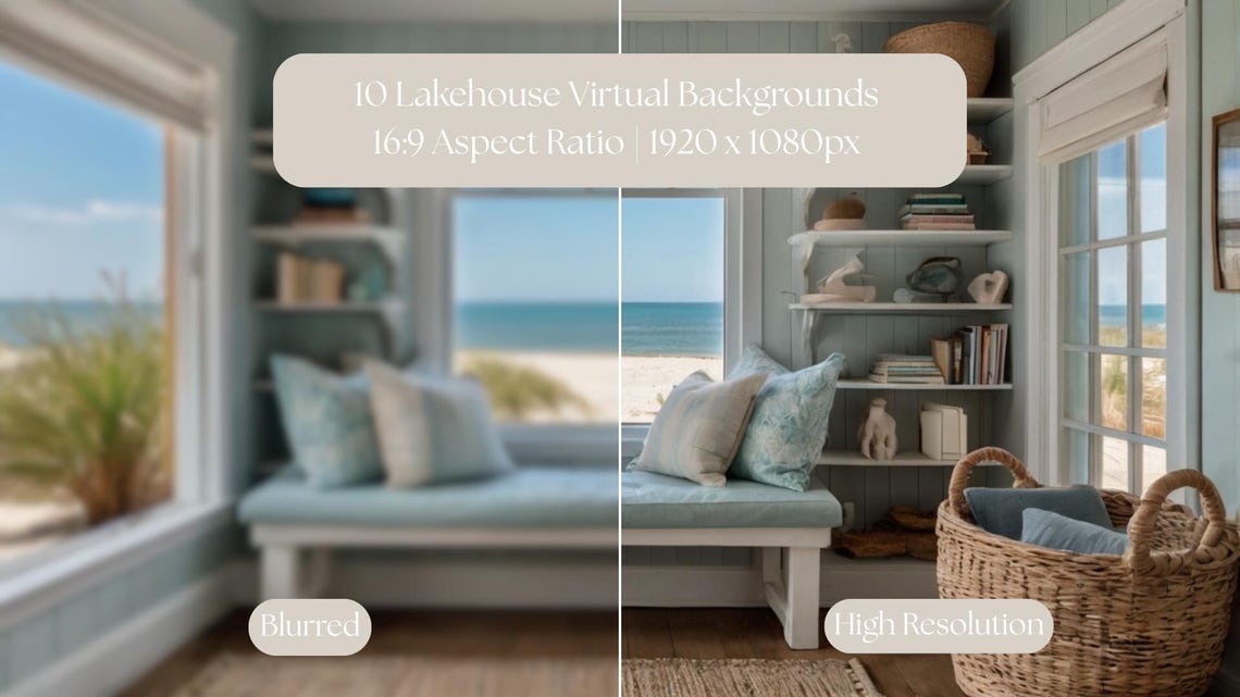 10 Beach House Virtual Zoom Background Coastal Home Office Backdrop ...