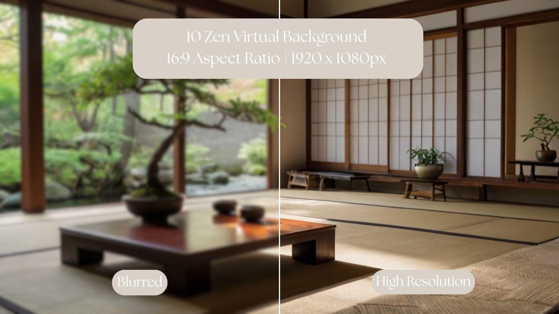 10 Japanese Zen Garden Zoom Background Serene Home Office Virtual ...