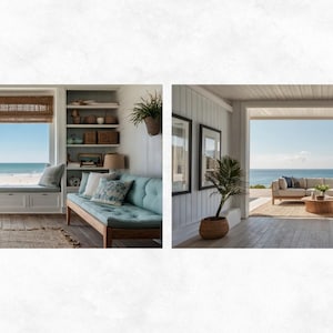 10 Beach House Virtual Zoom Background Coastal Home Office Backdrop ...