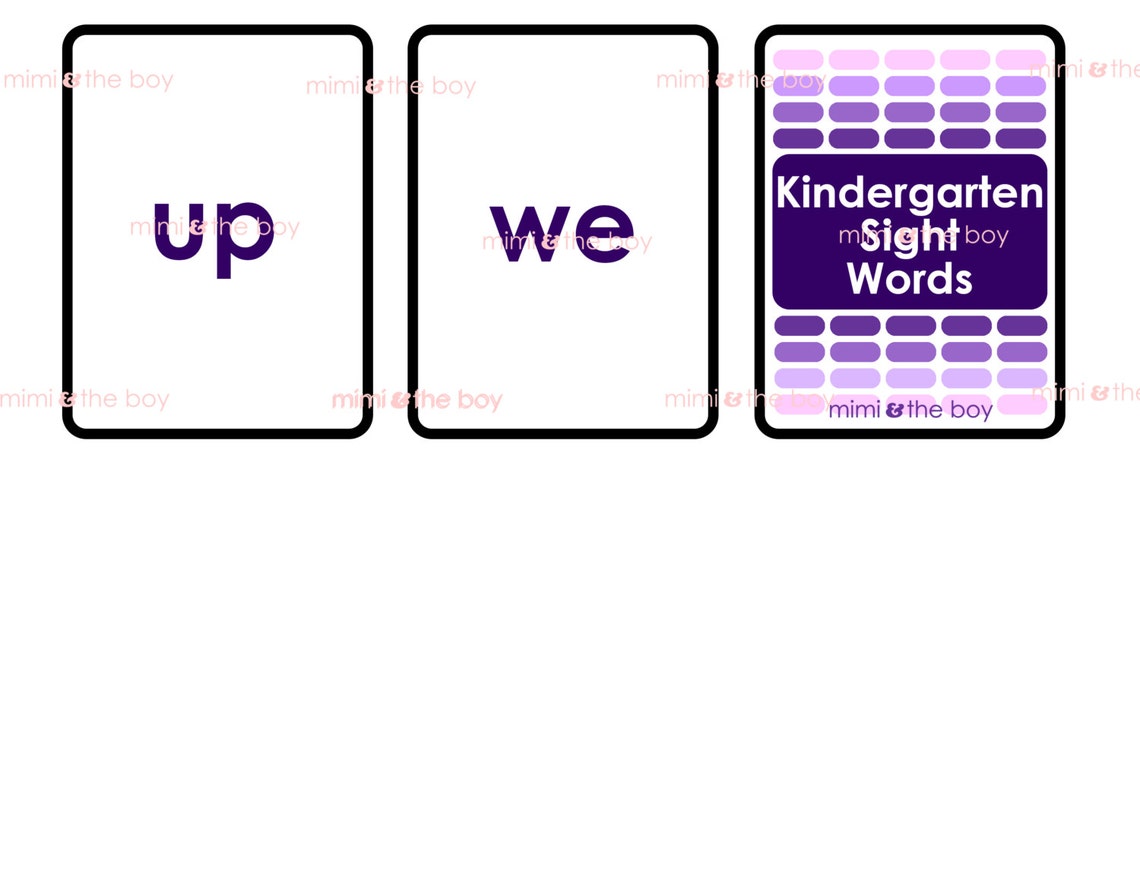 Printable Kindergarten Sight Word Cards Educational | Etsy