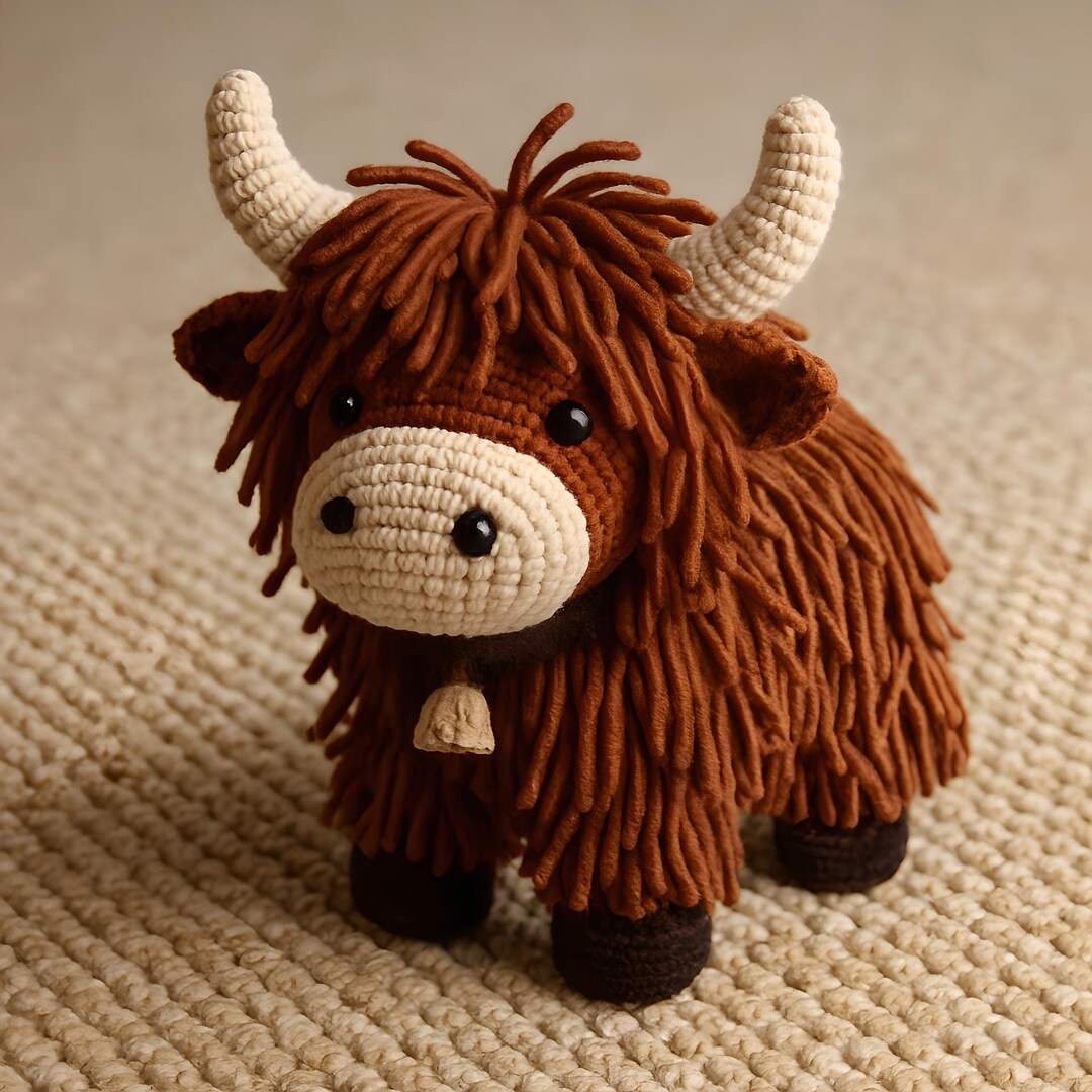 Highland Cow Crochet Pattern PDF – Amigurumi Farm Animal Plush – DIY ...