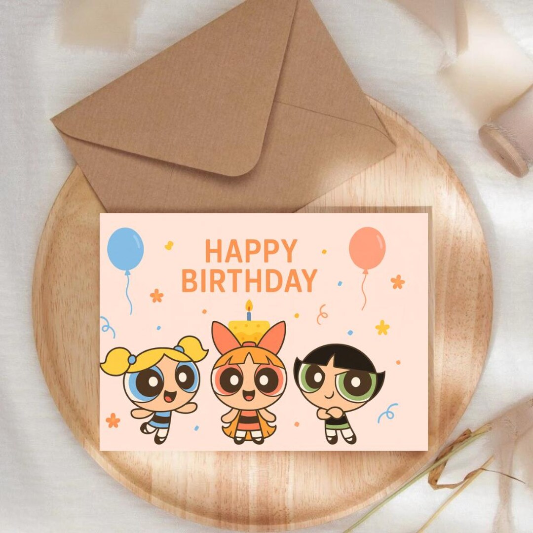 Powerpuff Birthday Card – Digital Download – Birthday Card - Themed ...