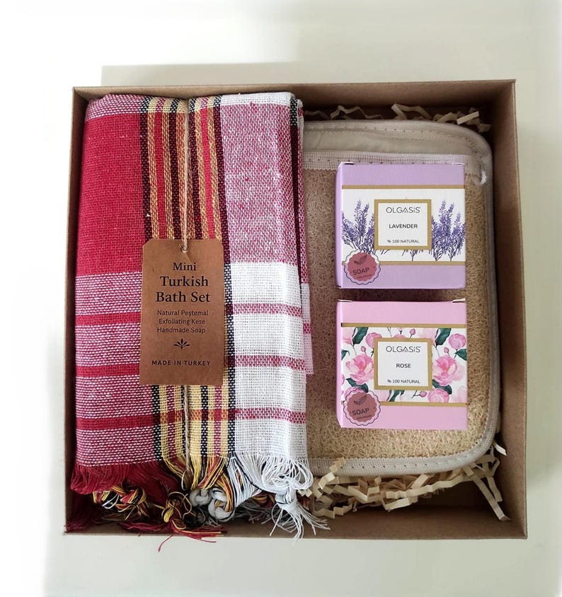 Luxury Turkish Spa Gift Set – Lavender & Rose Soaps, Loofah ...