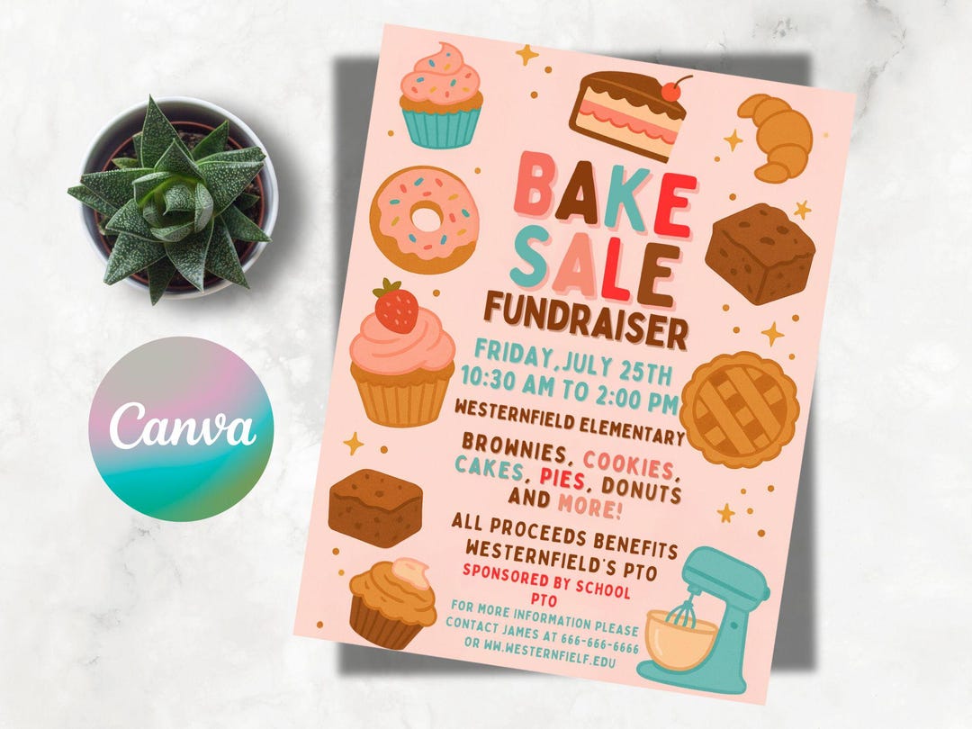 Editable Bake Flyer Template, School Fundraiser Editable Bake Flyer ...