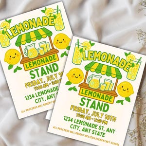 Lemonade Stand Flyer Template, Kids Summer Fundraiser Canva Printable ...