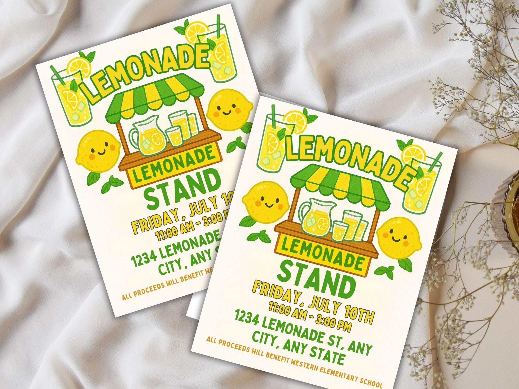 Lemonade Stand Flyer Template: Summer Fundraiser Poster Digital ...