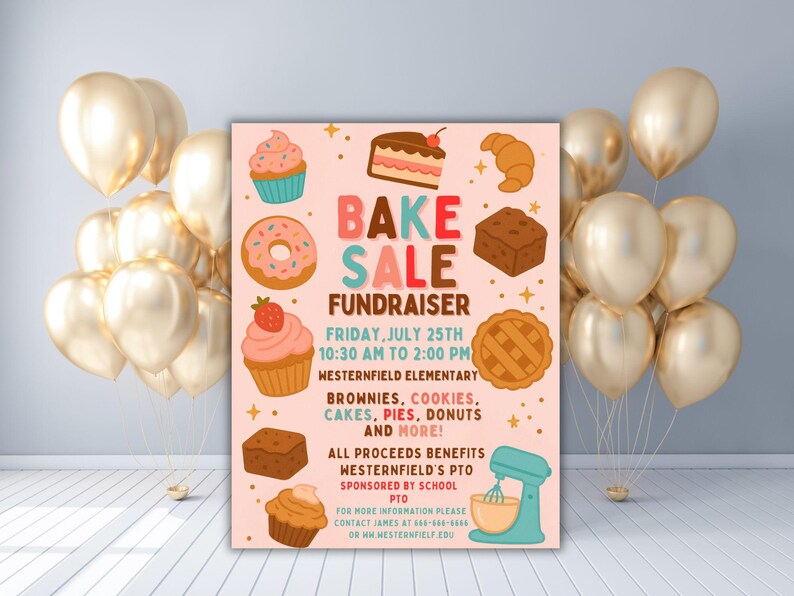 EDITABLE Bake Sale Flyer, Printable PTA, PTO Flyer, School Family ...