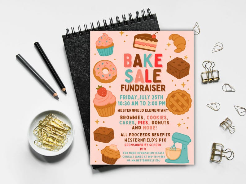 EDITABLE Bake Sale Flyer, Printable PTA, PTO Flyer, School Family ...