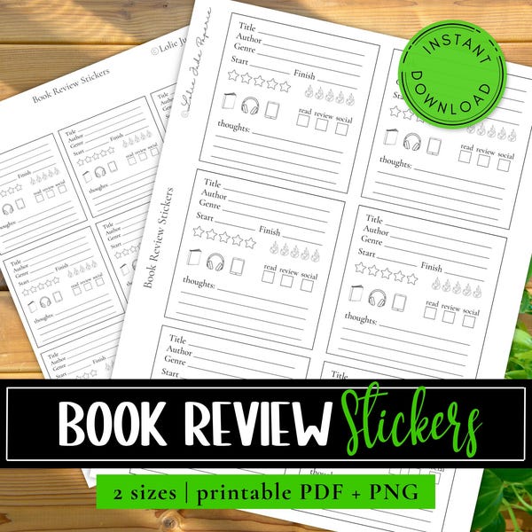 Book Review Printable Stickers - Etsy New Zealand