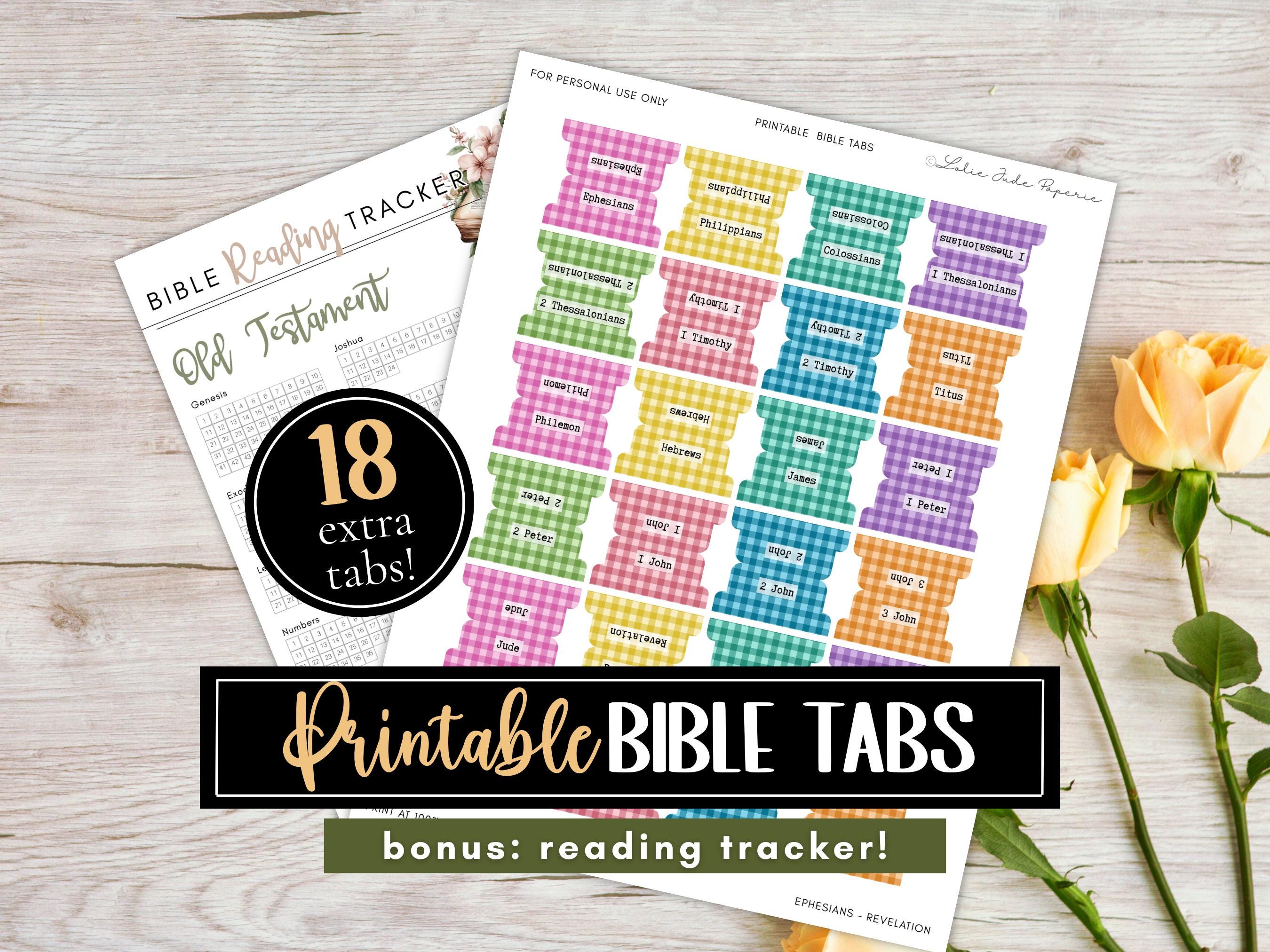 Printable Bible Tabs Pastel Rainbow Gingham Theme All 66 Books + 18 ...