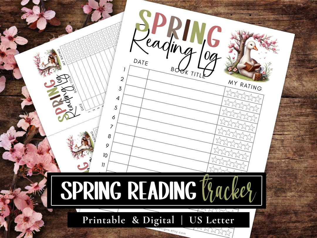 Spring Reading Log Printable: Spring Book Tracker for Teens & Kids ...