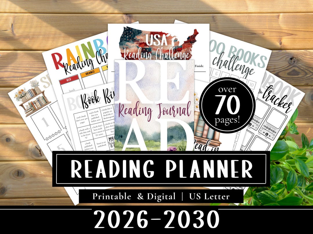 2026 Reading Journal | Book Tracker, Reading Log, Challenges | US ...