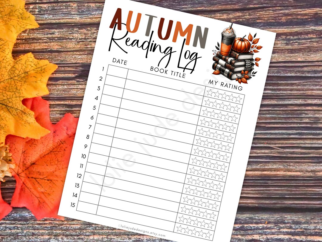 Autumn Reading Log Printable: Fall Book Tracker for Teens & Kids ...