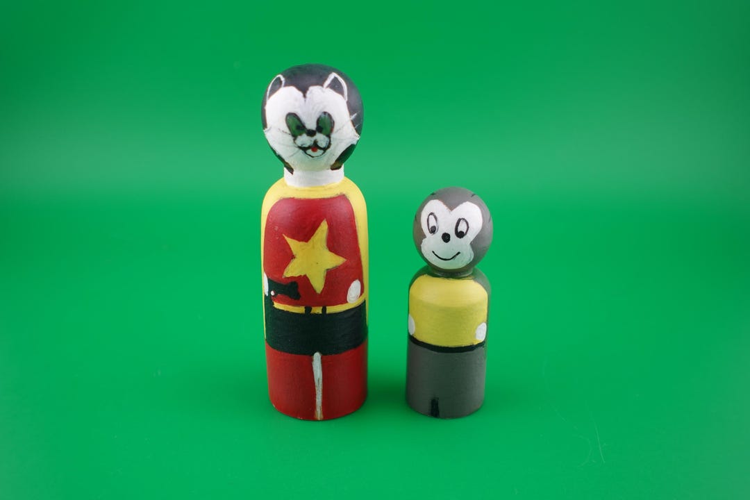 Cat and Mouse Police Team Peg Dolls - Etsy