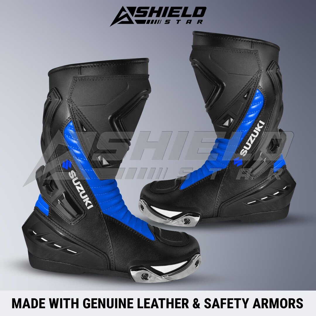 Suzuki Black and Blue High-performance Motorcycle Race Boots - Etsy