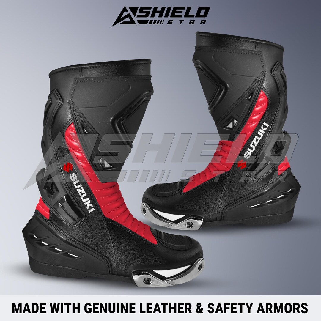Suzuki Black and Red High-performance Motorcycle Race Boots - Etsy
