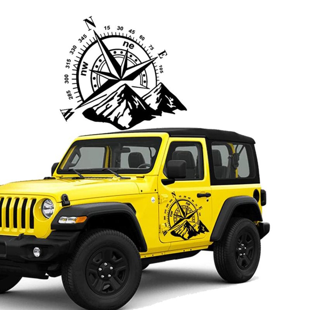 One Pcs Car off Road SUV Side Body Sticker Compass Mountain Decals ...